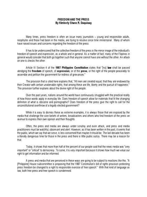 Freedom Of Press Examples