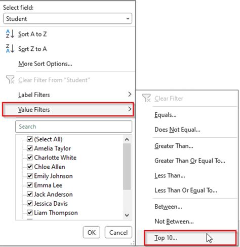 how to show top 10 in pivot table with filter and vba excel insider