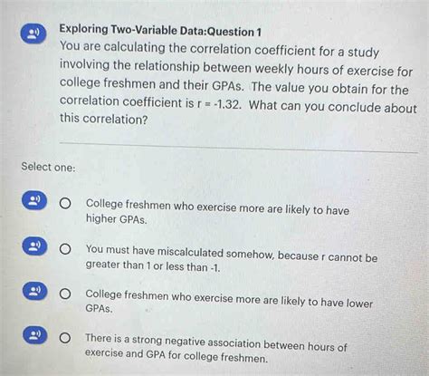 Exploring Two Variable Dataquestion 1 You Are Calculating The