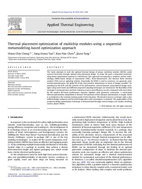 Pdf Thermal Placement Optimization Of Multichip Modules Using A
