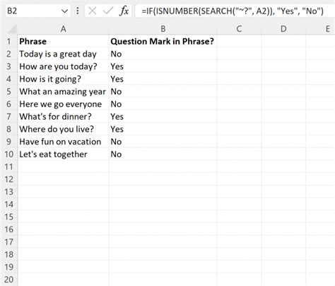 How To Search For A Question Mark In Excel
