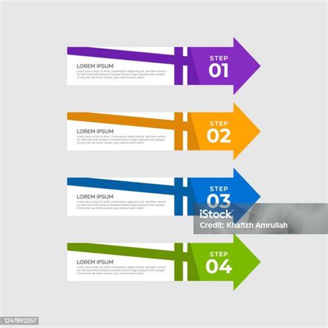 화살표 는 4 개의 옵션 단계 부품 단계와 요소를 디자인합니다 워크플로 레이아웃 다이어그램 차트 보고서 웹 디자인 프리젠 테이션 계획 전략 데이터 시각화를위한 최소한의