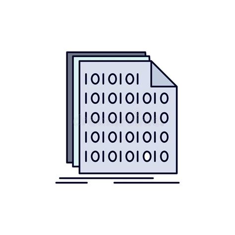 binary code coding data document flat color icon vector stock
