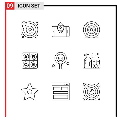 Pack Of 9 Creative Outlines Of Programming Develop Filament Coding Vitamin Editable Vector