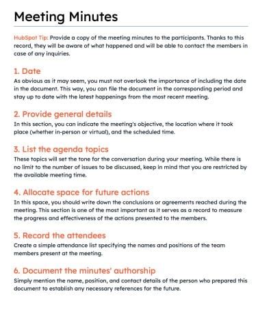 Free Meeting Minutes Template For Word Google Docs PDF HubSpot