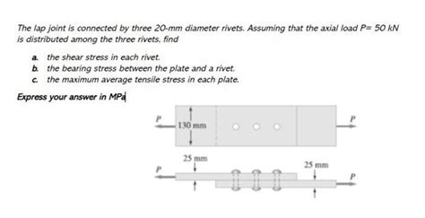 Solved The Lap Joint Is Connected By Three 20 Mm Diameter 1