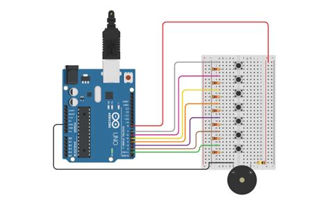 Circuit Design Trabalho Arduino Piano Com Buzzer Tinkercad