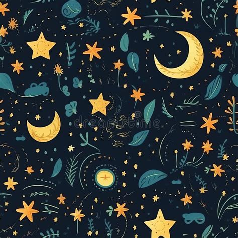 Celestial Elements With Earthly Botanical Elements Like Flowers Plants