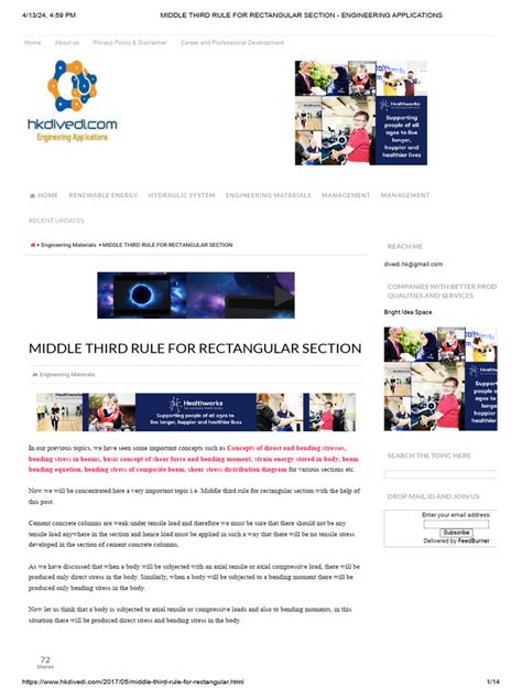 Middle Third Rule For Rectangular Section Engineering Applications