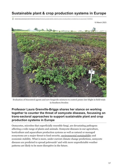 PDF Sustainable Plant Crop Production Systems In Europe