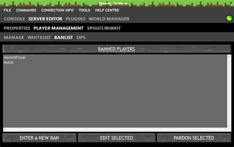 Ban List Playermanagement Image Ultimate Minecraft Server Creator