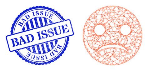 Wrong Textured Seal And Web Net Sad Smiley Vector Image