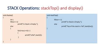 Operations On Stack Stack Using Array And Linked List PPTX