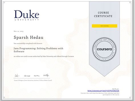Sparsh Hedau On Linkedin Javaprogramming Courseracertification Problemsolving Dukeuniversity