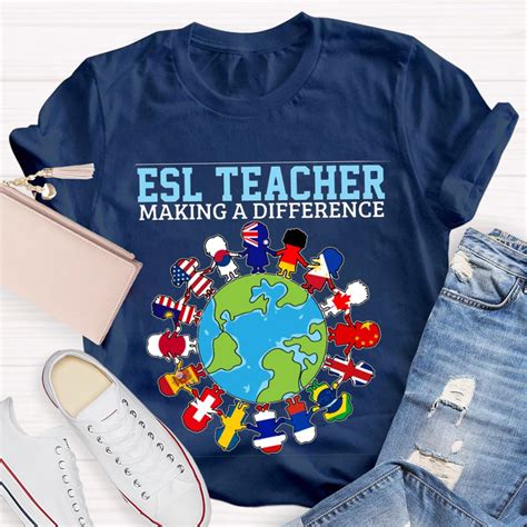 Esl Teacher Marking A Difference Teacher T Shirt