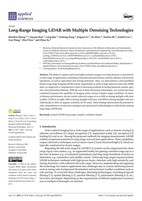 Pdf Long Range Imaging Lidar With Multiple Denoising Technologies