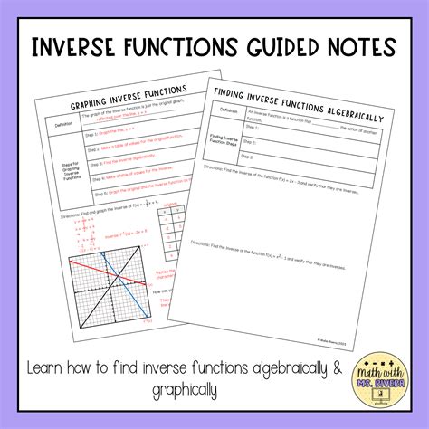 Inverse Functions Worksheet For 12th Higher Ed Lesson Planet
