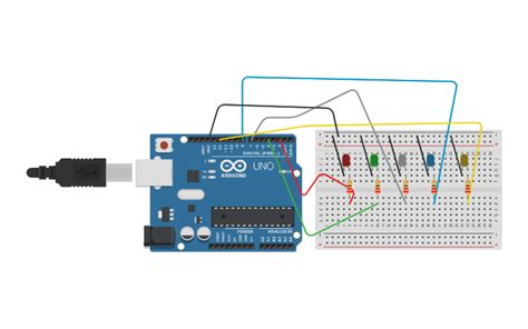 Circuit Design Led Blinking 15 Sequence Tinkercad