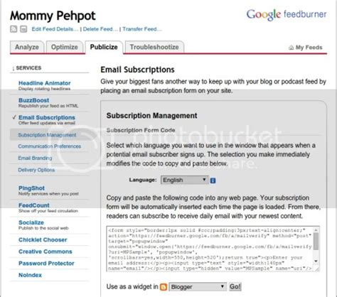 Setting Up Email Subscription With Feedburner Mommy Pehpot