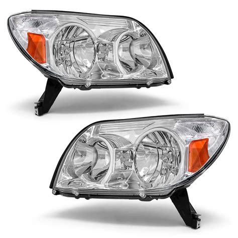 Adcarlights Headlight Compatible With Toyota 4runner 2003 2004 2005 Chrome Housing Amber