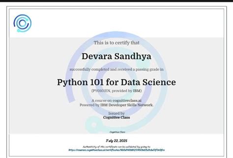 Excited To Share That Ive Successfully Completed Python 101 For Data Science By Ibm Sandhya