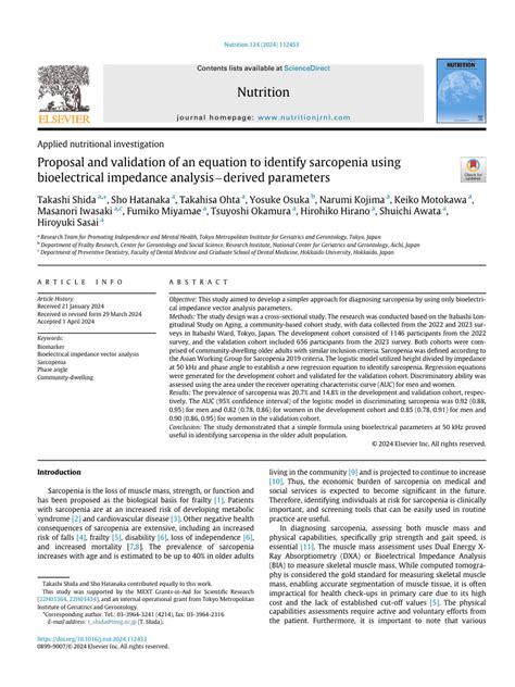 Proposal And Validation Of An Equation To Identify Sarcopenia Using