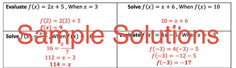 Myp Maths Solving And Evaluating Functions With Solutions Answers