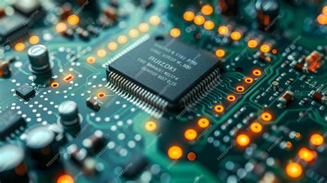 Premium Photo Circuit Board Closeup Microprocessor And Electronic Components Generative Ai