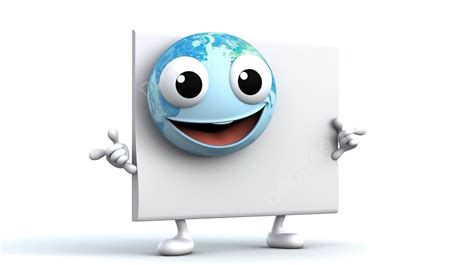 디자인을 위한 여유 공간이 있는 흰색 배경에 지구본을 들고 있는 캐릭터 마스코트의 3d 렌더링 그린 글로브 글로브 핸드 녹색 행성 배경 일러스트 및 사진 무료 다운로드