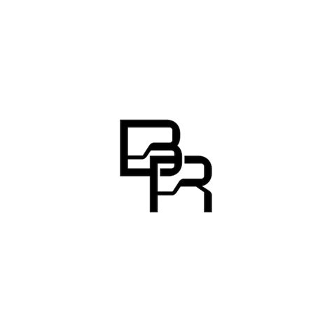 Br 모노그램 로고 디자인 문자 텍스트 이름 기호 흑백 로고타입 알파벳 문자 단순 로고 프리미엄 벡터