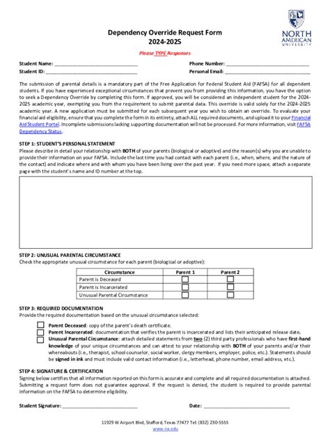Fillable Online Dependency Override Request Form 2024 2025 Fax Email Print Pdffiller