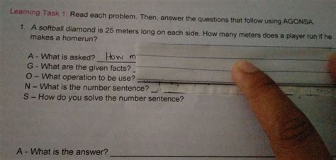 Solved Learning Task 1 Read Each Problem Then Answer The Questions That Follow Using Agonsa