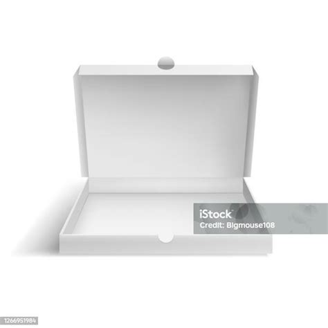 현실적인 3d 상세한 흰색 빈 피자 골판지 상자 템플릿 모형 벡터 0명에 대한 스톡 벡터 아트 및 기타 이미지 0명 3차원 형태 개념 Istock
