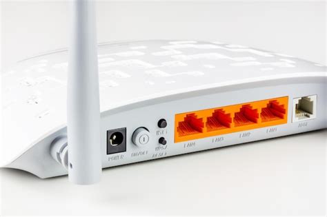 Premium Photo Connectors Control Buttons Lan And Adsl Ports On A New White Wi Fi Router With