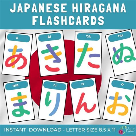 Japanese Hiragana Flashcards Japanese Alphabet Flashcards For