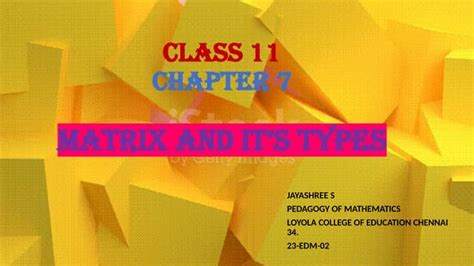 Matrix And It S Types Row Column Null Square Diagonal Scalar Unit Pptx Physics Science