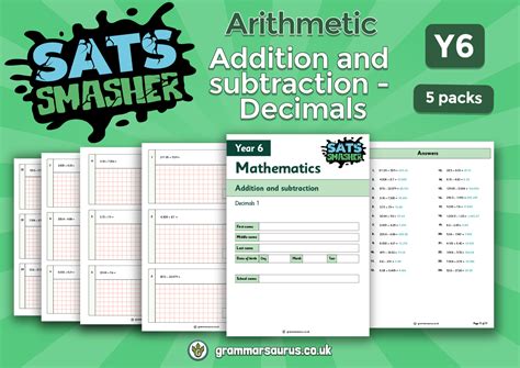 Y6 Sats Smasher Maths Arithmetic Addition And Subtraction Decimals Grammarsaurus