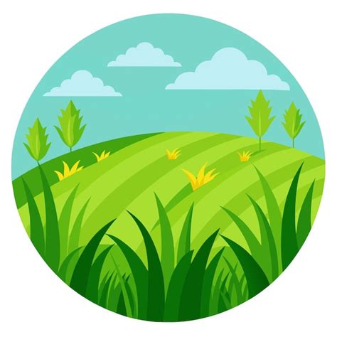 Grass Field Vector Design With A White Background Premium Vector