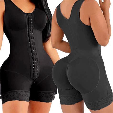 Tummy Bodyshaper Open Crotch Chest Support Post Op Bbl Faja Full Body Columbian Shapewear Women