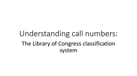 Understanding Call Numbers Ppt