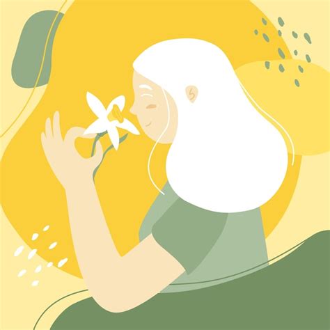 수 선화 일러스트와 함께 귀여운 플랫 스타일 소녀입니다 프리미엄 벡터