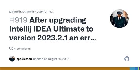 After Upgrading Intellij Idea Ultimate To Version 2023 2 1 An Error Is Thrown By The Plugin