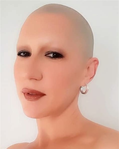 Pin By Ashley Boasso On Bald And Browless Women Bald Women Bald Head