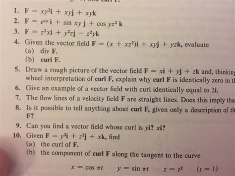solved f xy 2i xyj xyk f e xyi sin xy j cos