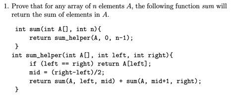 Solved Prove That For Any Array Of N Elements A The Chegg