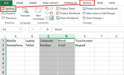 TutorialEye Excel Spelling Check