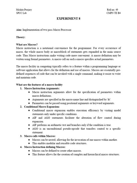 Mish Spcc Ex8 Pdf Macro Computer Science Parameter Computer