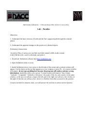 Astronomy Lab Understanding Parallax And Celestial Motions Course Hero