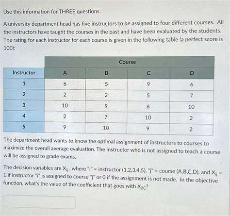 solved use this information for three questions a