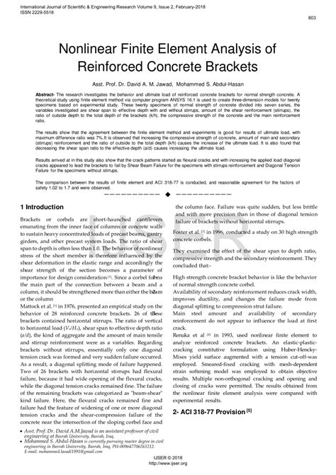 Pdf Nonlinear Finite Element Analysis Of Reinforced Concrete Brackets